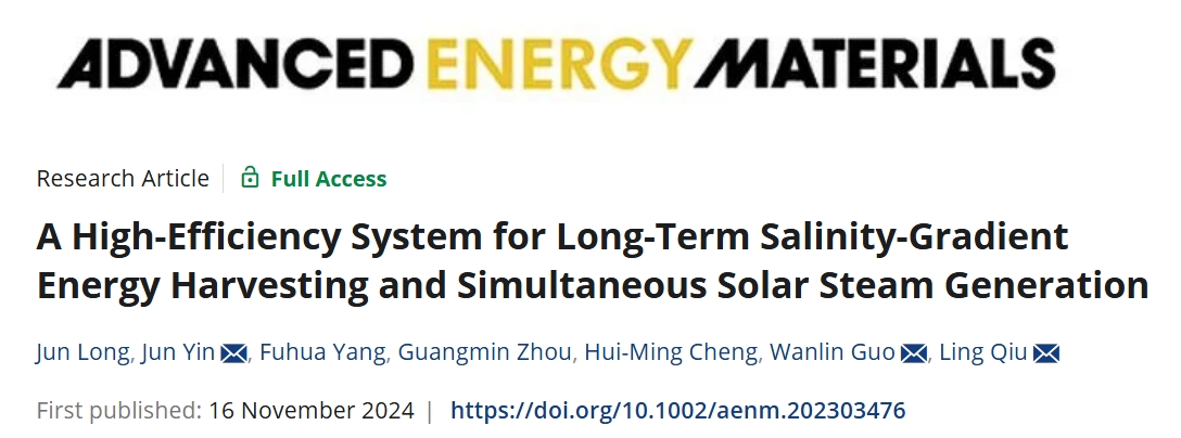 A High-Efficiency System for Long-Term Salinity-Gradient Energy ...